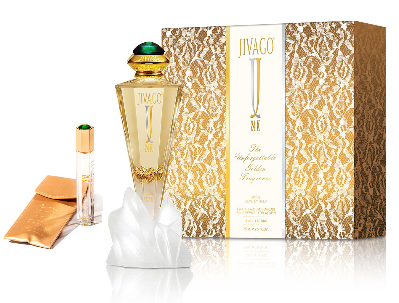 JIVAGO 24K for Women Eau de Parfum 75ml + Travel-Size Rollerball 10ml